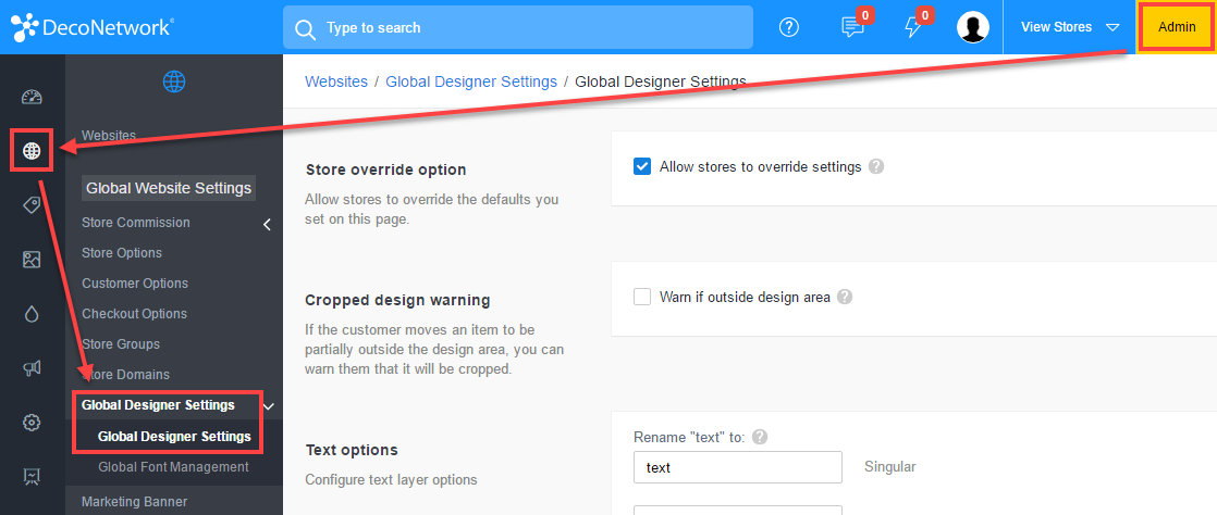 Global Designer Settings – DecoNetwork Help