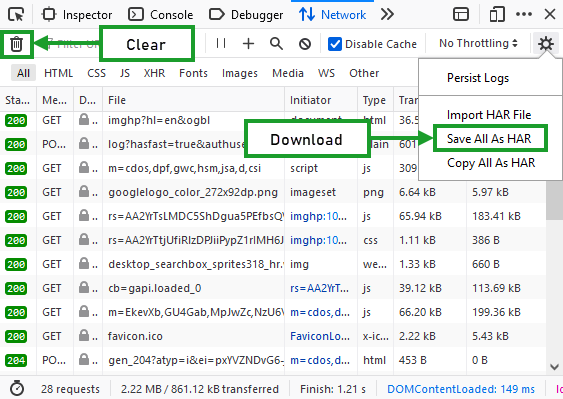 Generating a network log (HAR file) for troubleshooting – DecoNetwork Help