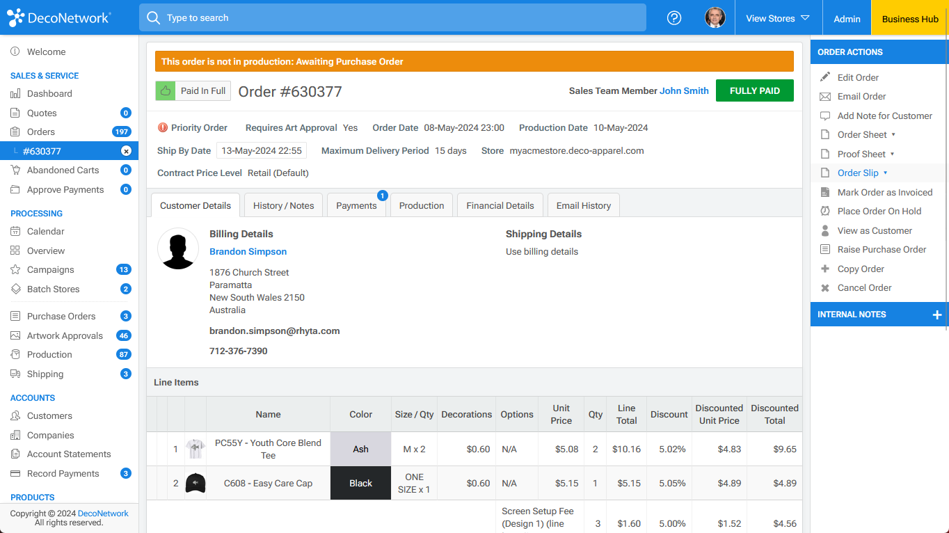 View quote/order – DecoNetwork Help