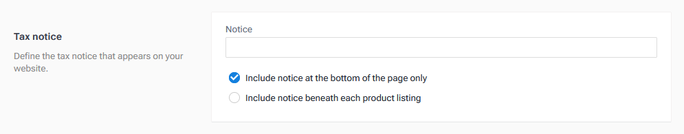 Configure a tax notice to display on your website – DecoNetwork Help