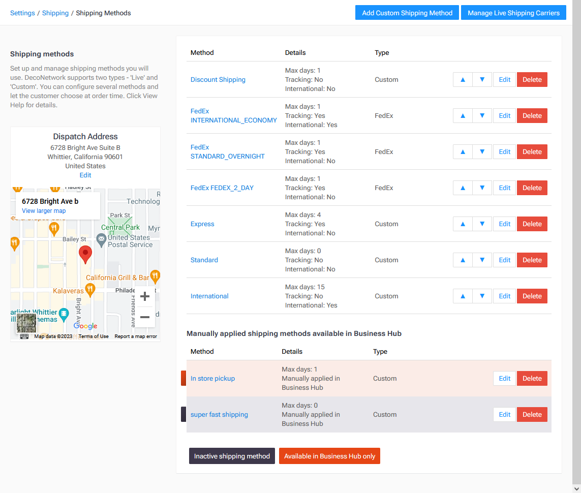 To configure your dispatch address – DecoNetwork Help