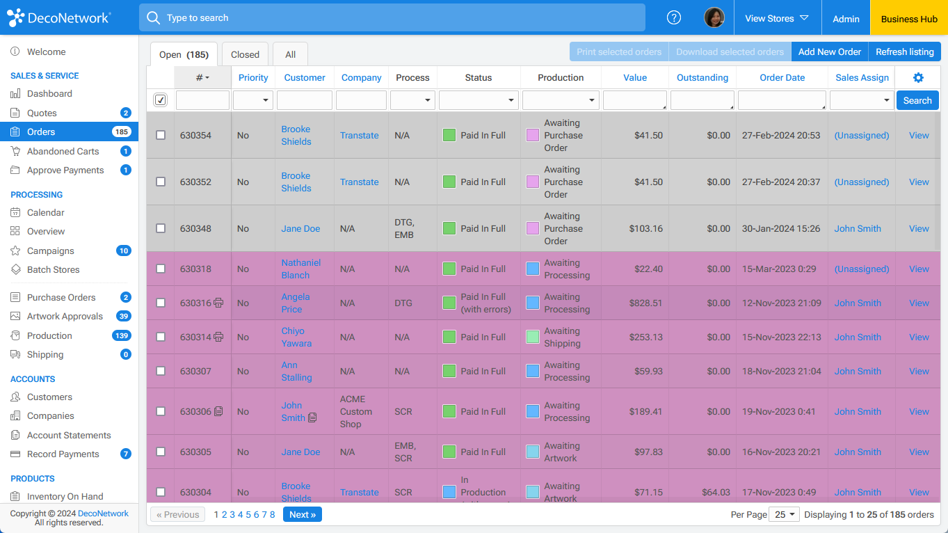 Using the Business Hub Interface – DecoNetwork Help