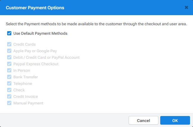 Set payment method availability for a company – DecoNetwork Help