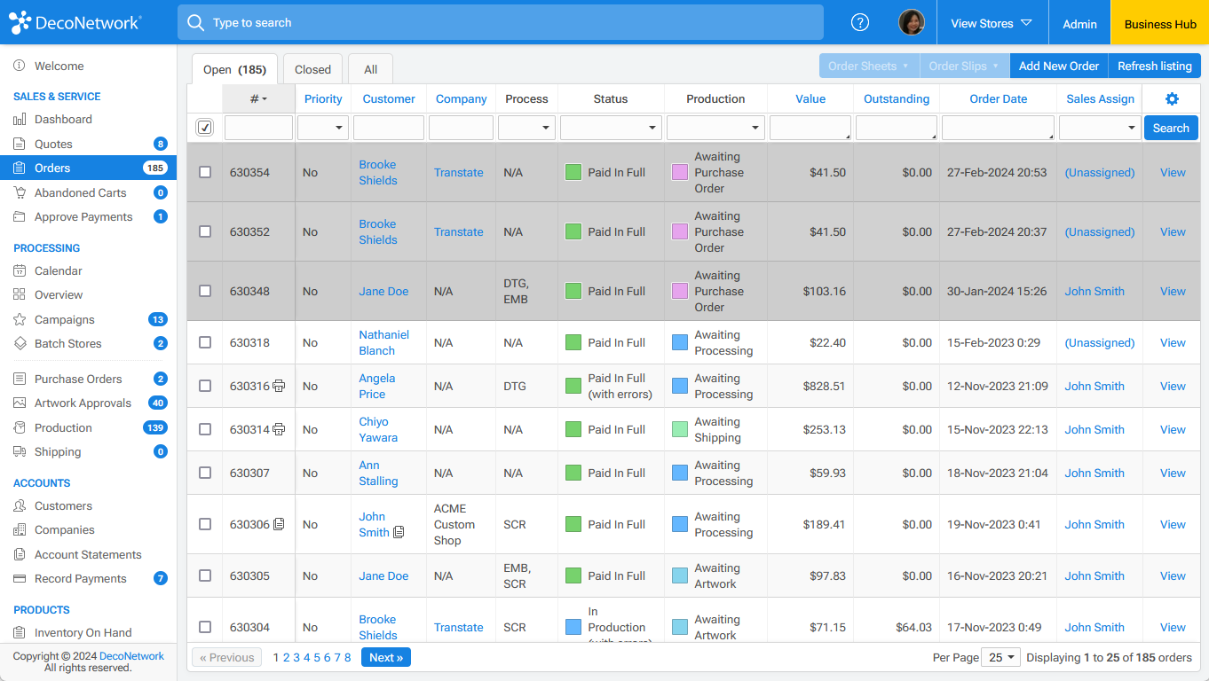 Download order slips from the Orders page – DecoNetwork Help
