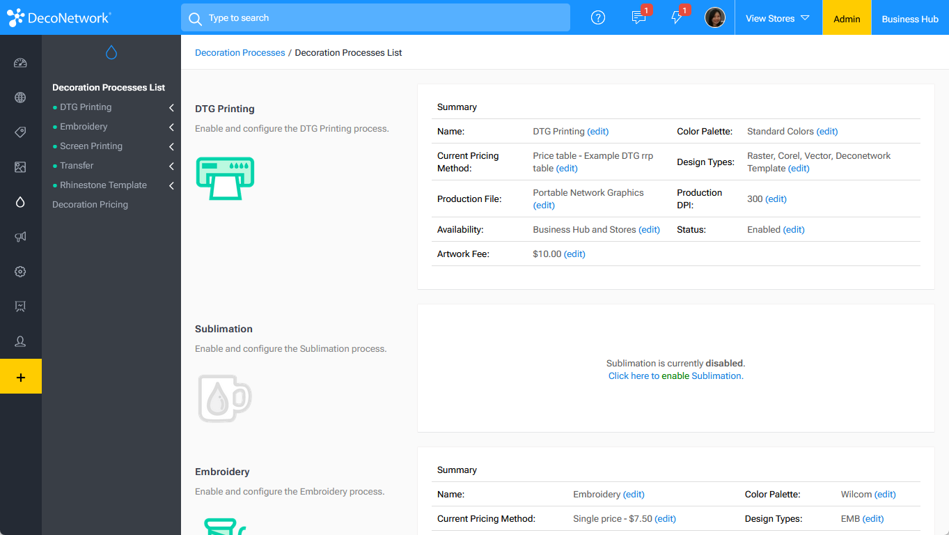 Decoration Processes - Overview – DecoNetwork Help