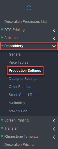 Embroidery Production Settings – DecoNetwork Help
