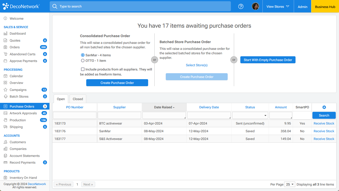 Create automatically consolidated purchase order by supplier – DecoNetwork Help
