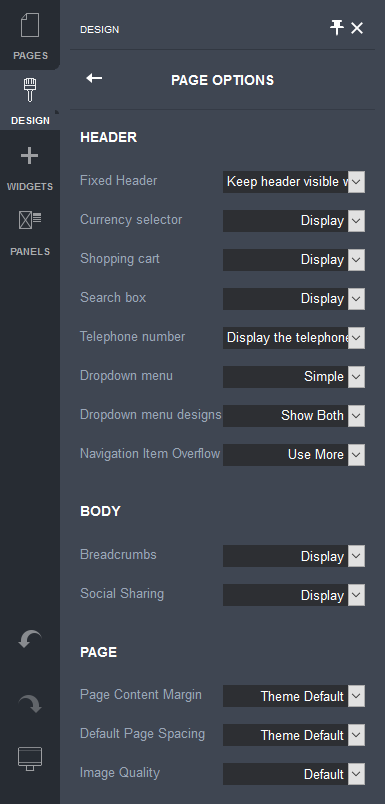 Page Options – DecoNetwork Help
